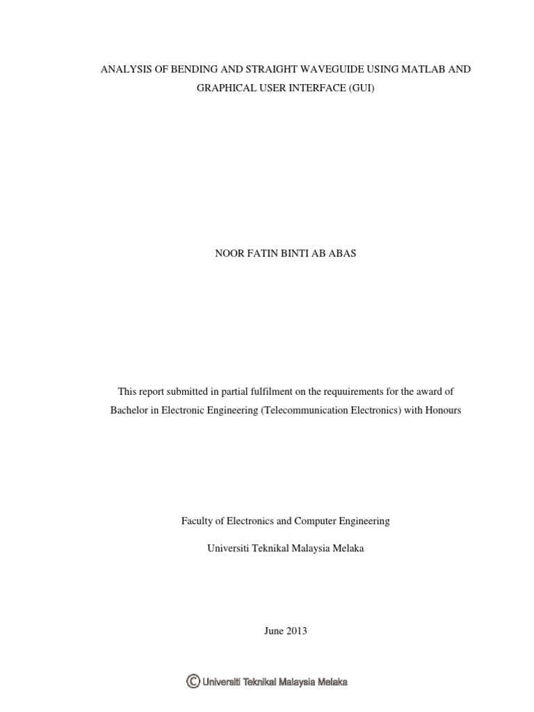 Analysis of Bending and Straight Waveguide Using Matlab and Graphical ...