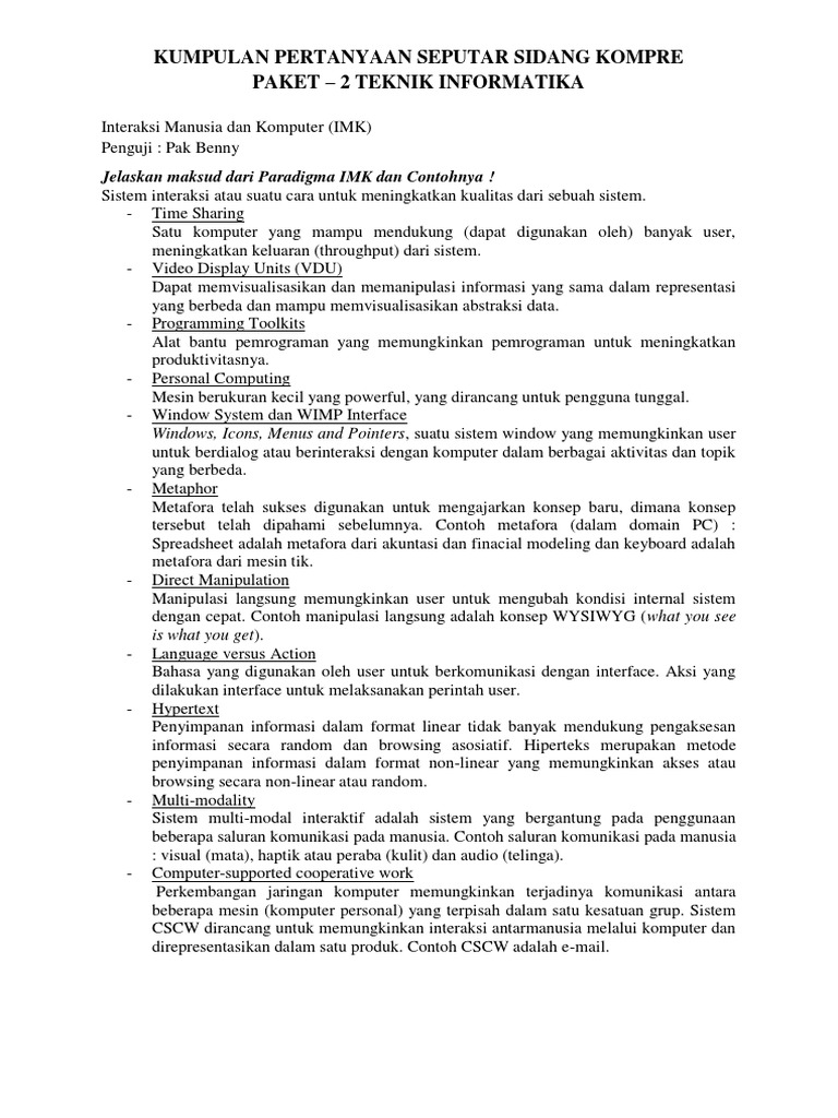 Imk - Kumpulan Pertanyaan Seputar Sidang Kompre | PDF