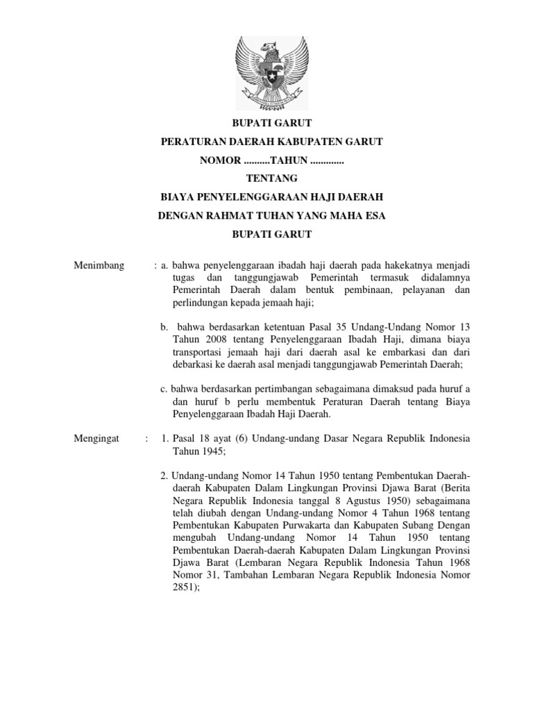Draf Perda Haji Garut | PDF