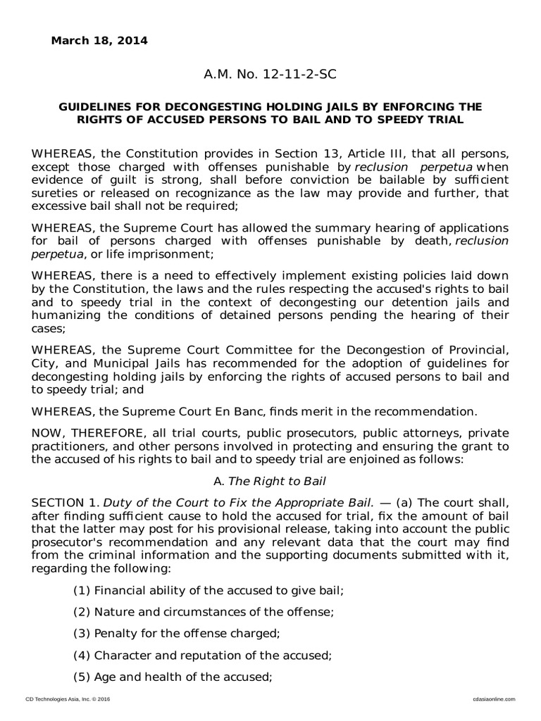 Guidelines for Enforcing the Rights of Accused Persons to Bail and ...