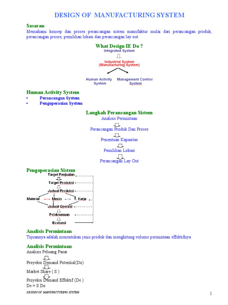 5 Design of Manufacturing System Handout | PDF