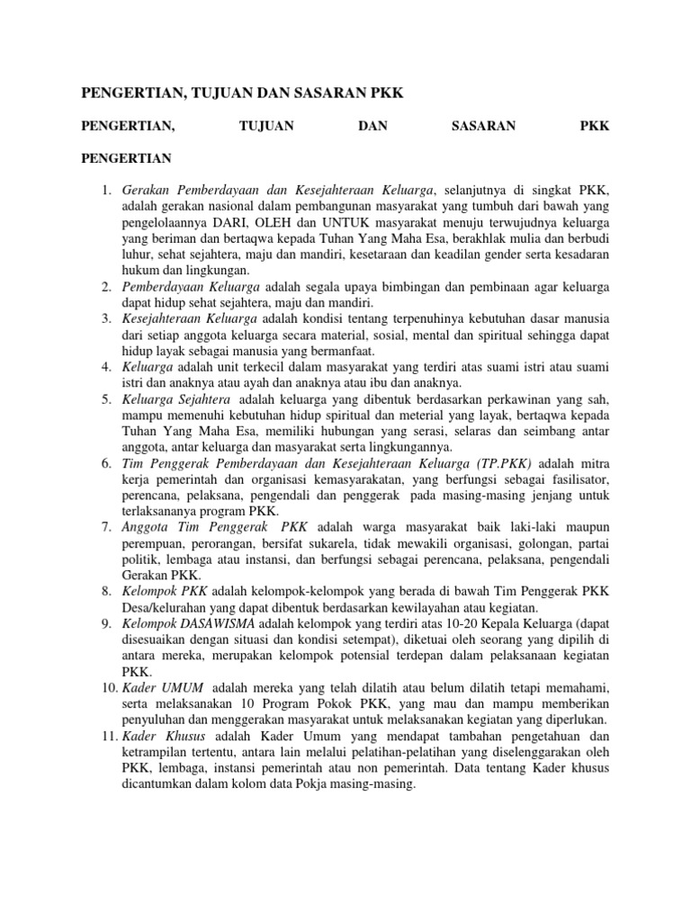 Pengertian PKK | PDF