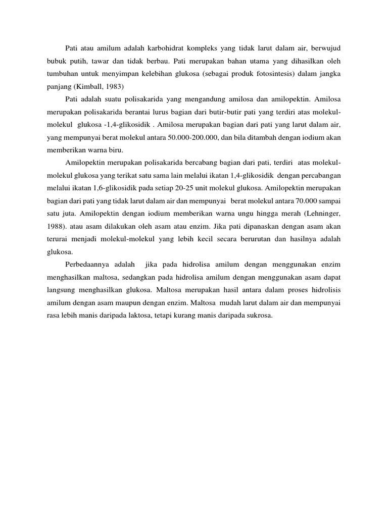 Pati Atau Amilum Adalah Karbohidrat Kompleks Yang Tidak Larut Dalam Air ...