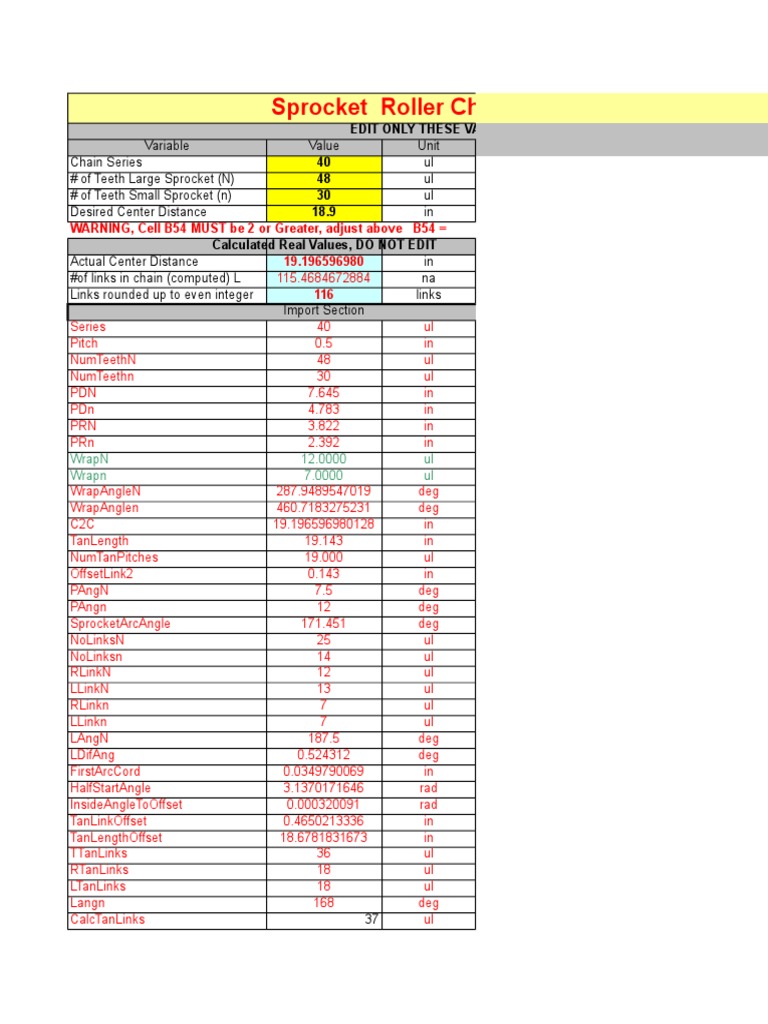 Worksheet in Roller Chain | PDF | Trigonometric Functions | Angle
