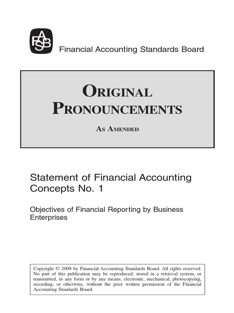 Sfac No.1 (Fasb) PDF | PDF | Financial Statement | Financial Accounting ...