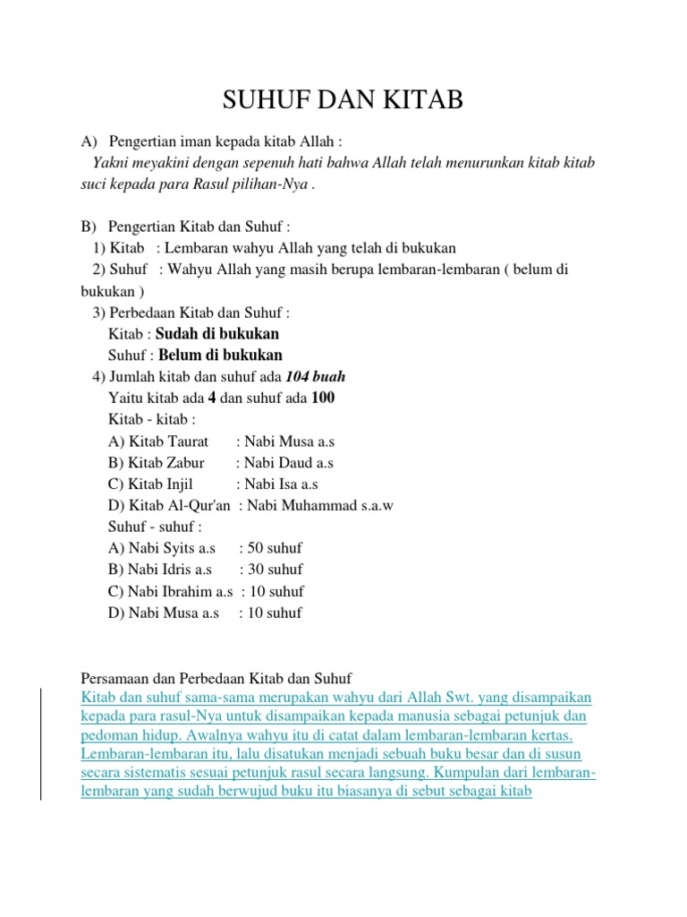 Perbedaan Kitab dan Suhuf dalam Islam | PDF