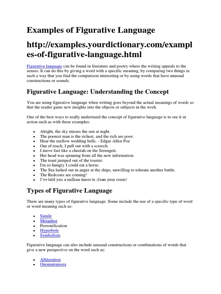 Examples of Figurative Language | PDF | The Raven | Metaphor
