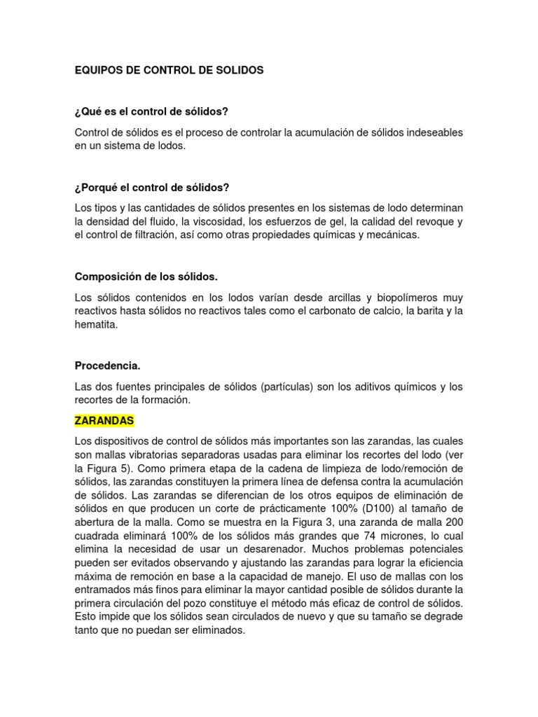 Equipos de Control de Solidos | PDF | Movimiento (física) | Tornillo