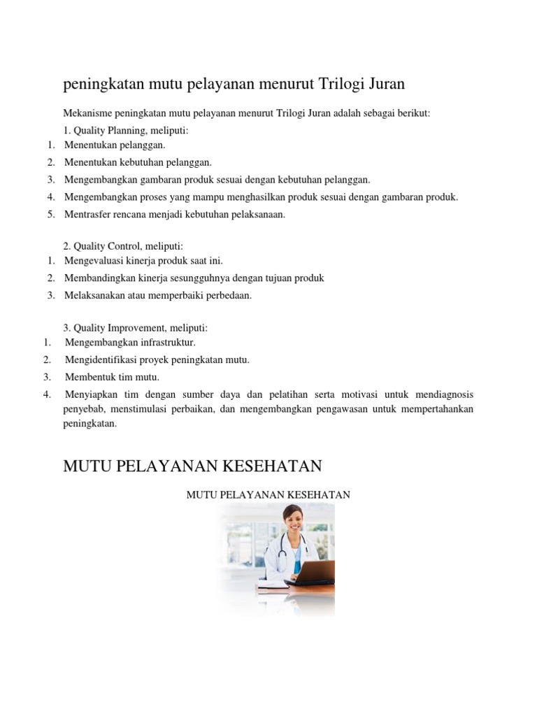 Peningkatan Mutu Pelayanan Menurut Trilogi Juran | PDF
