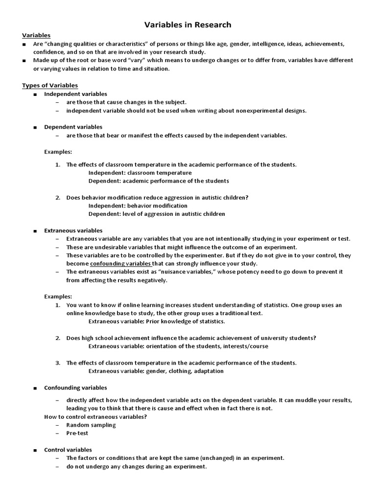 Classifying Variables in Research: A Guide to Independent, Dependent ...