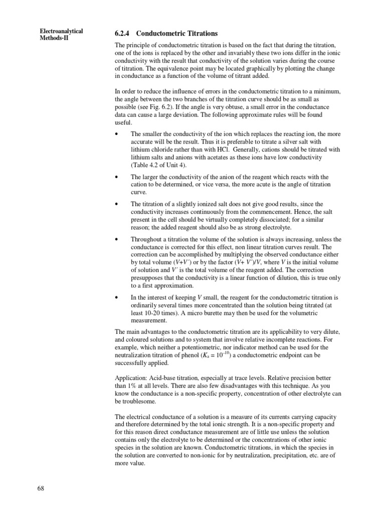 Conductometry Titrations PDF | PDF | Titration | Chemistry