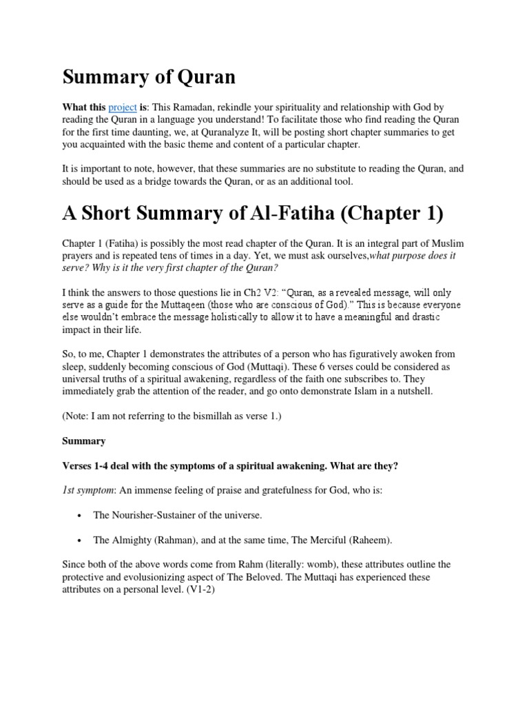 Summary of Quran | Surah | Prophets And Messengers In Islam