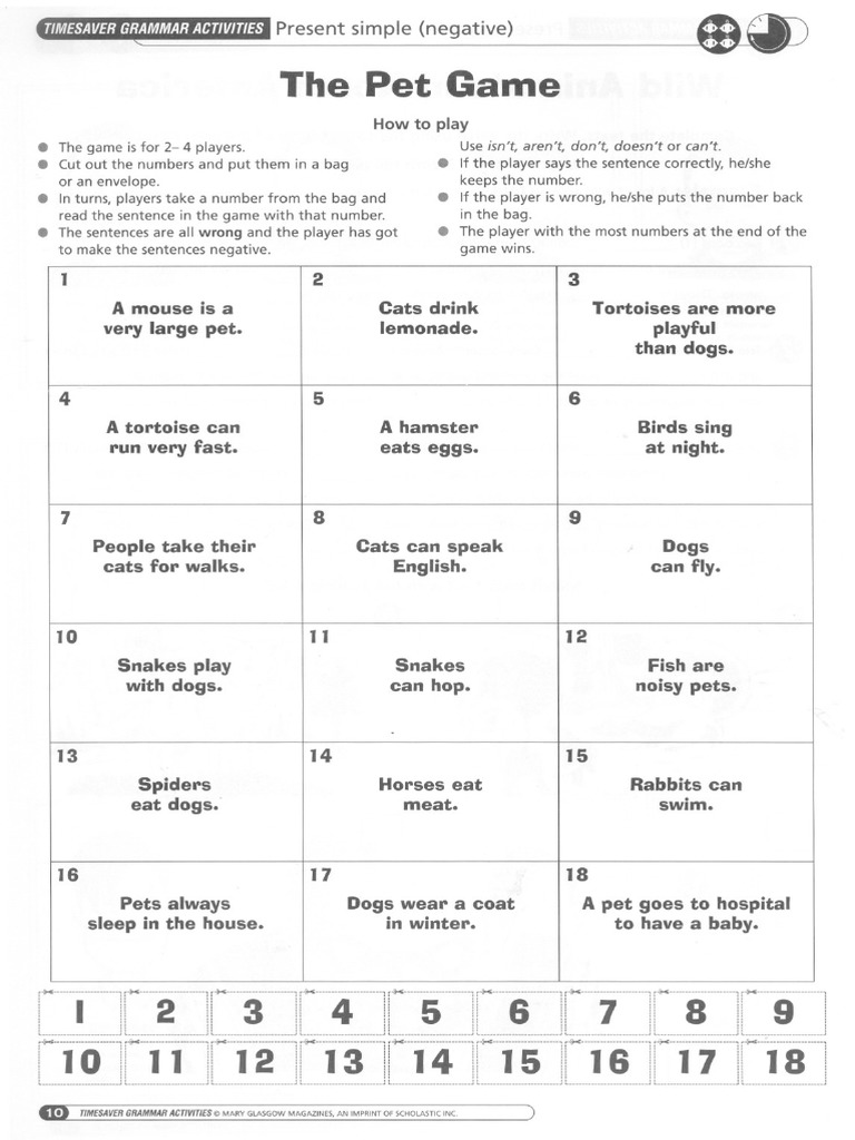 Timesaver Grammar Activities Elem-PRESENTSIMPLE1 | PDF | Pet ...