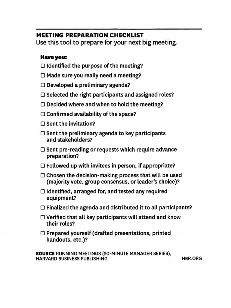 Meeting Preparation Checklist | PDF