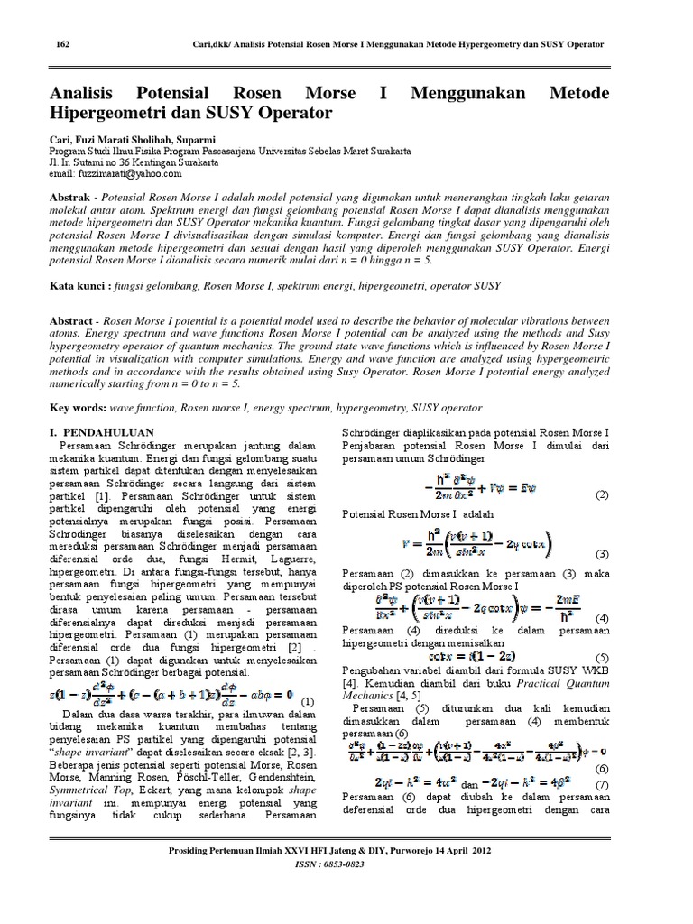 Full-Analisis Potensial Rosen Morse I Menggunakan Metode Hipergeometri ...