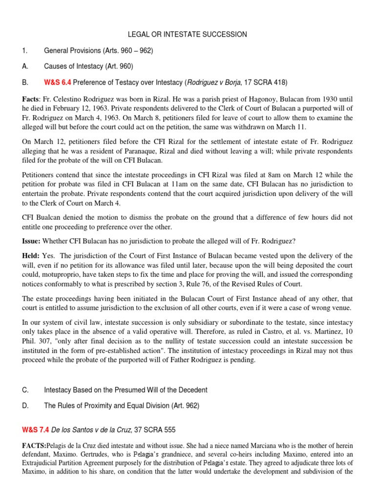 Wills and Succession Batch 6 | PDF | Intestacy | Inheritance