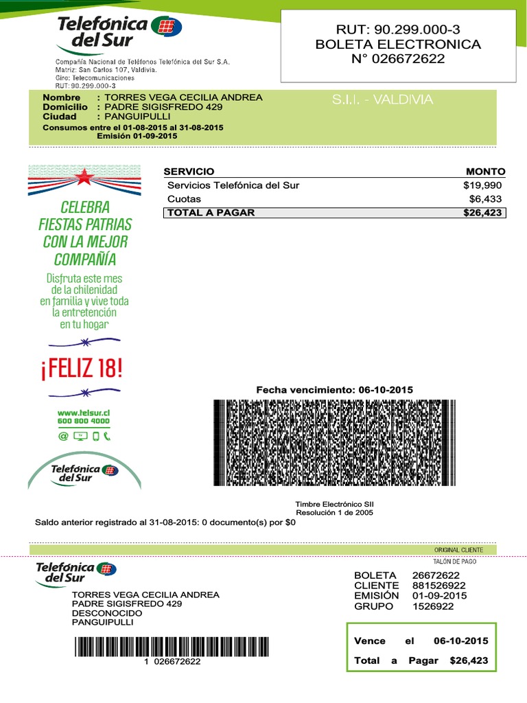 Telefonica Del Sur Septiembre | PDF | Chile | Servicio financiero y ...