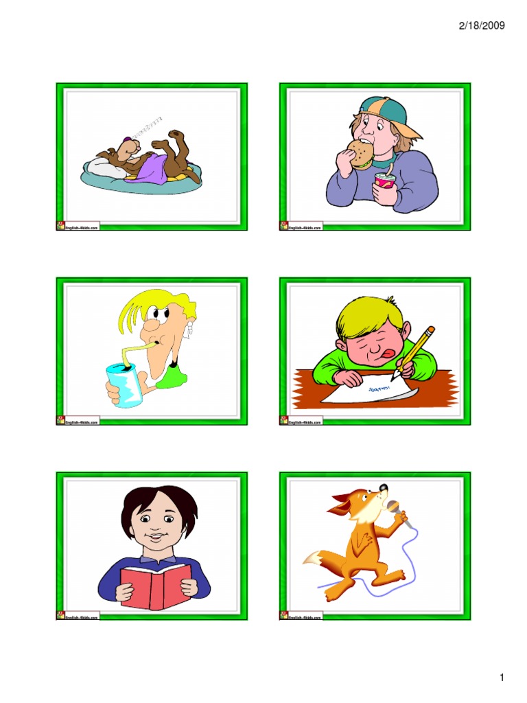 Flashcards Actions-Present Continuous PDF | PDF