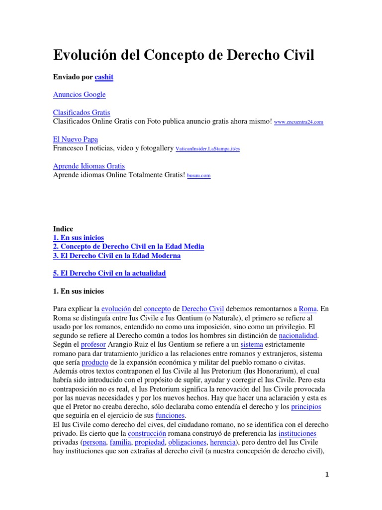 Evolución Del Concepto de Derecho Civil | PDF | Ciudadanía | Edades medias
