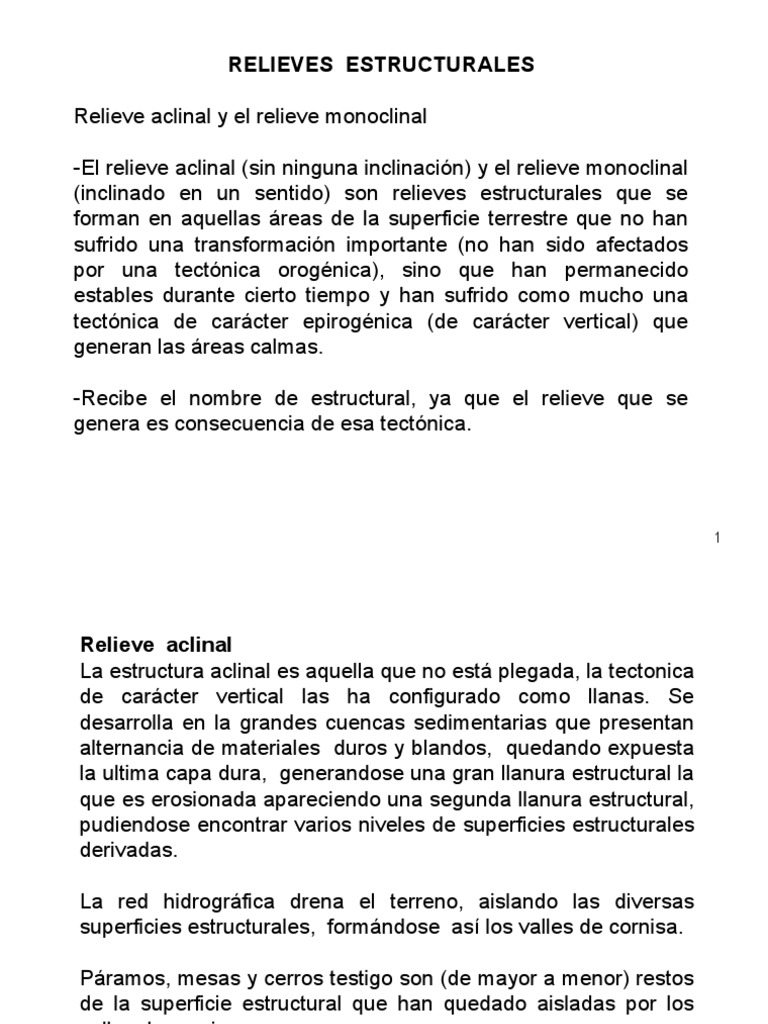 Relieves Estructurales: Aclinal y Monoclinal | PDF | Geología ...