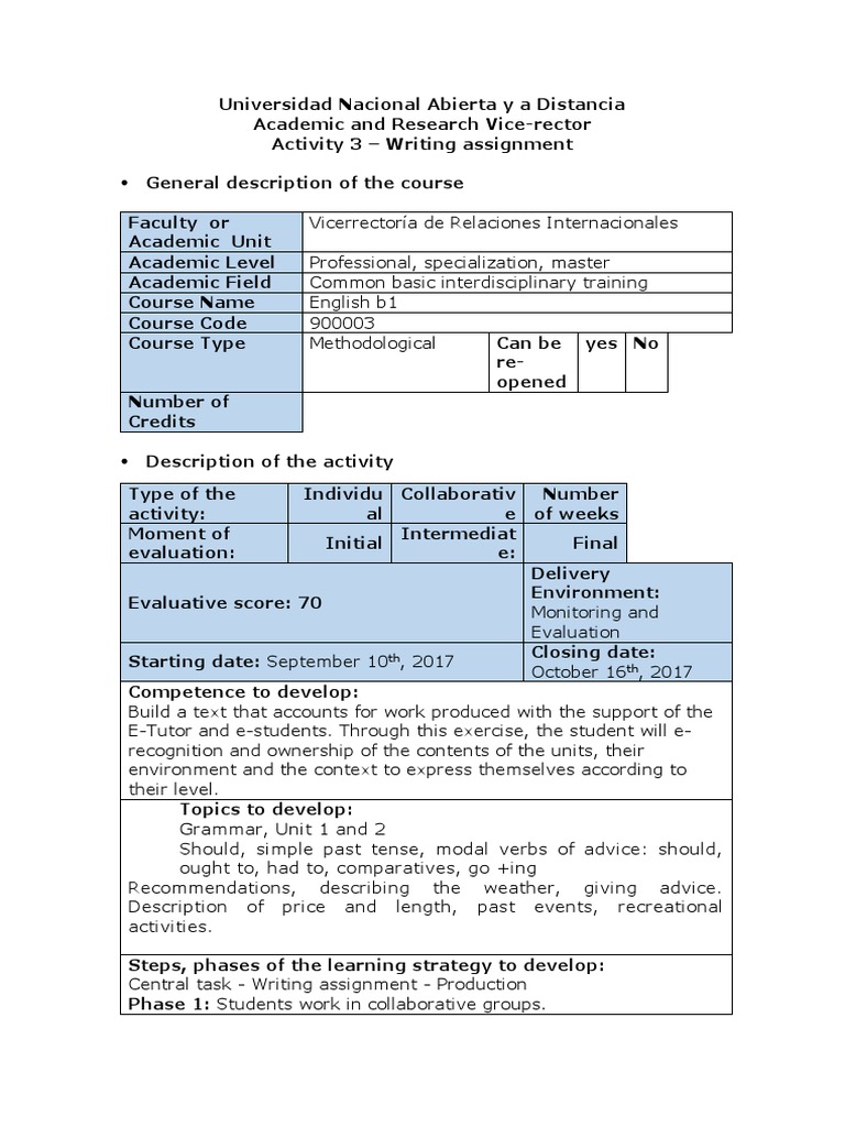 Activity Guide - Activity 3 - Writing Assignment - Production | PDF ...