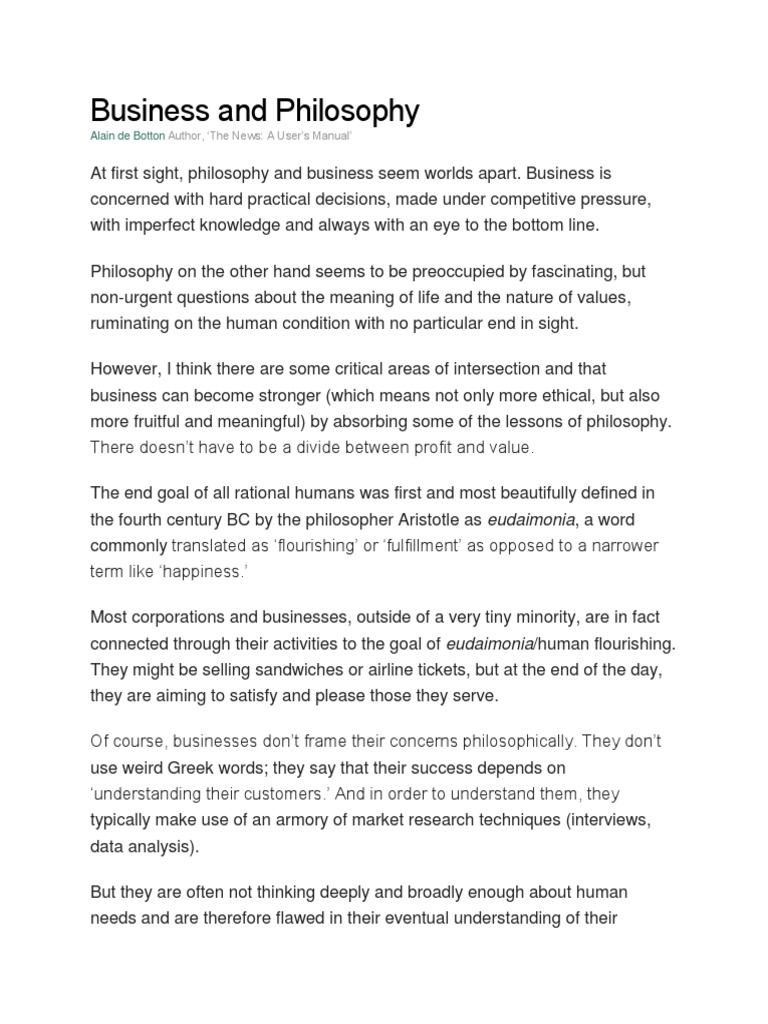 Bridging Business and Philosophy for Success | PDF | Epistemology ...