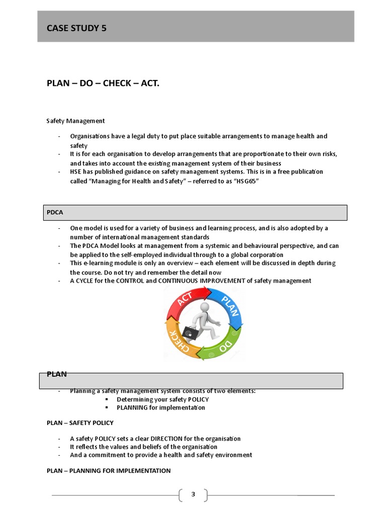 Case Study 5 - Plan - Do - Check - Act | Occupational Safety And Health ...