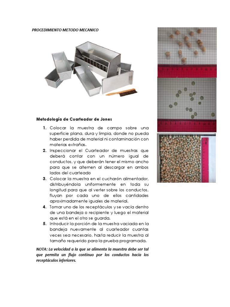 Procedimiento Metodo Mecanico Cuarteador de Jone | PDF