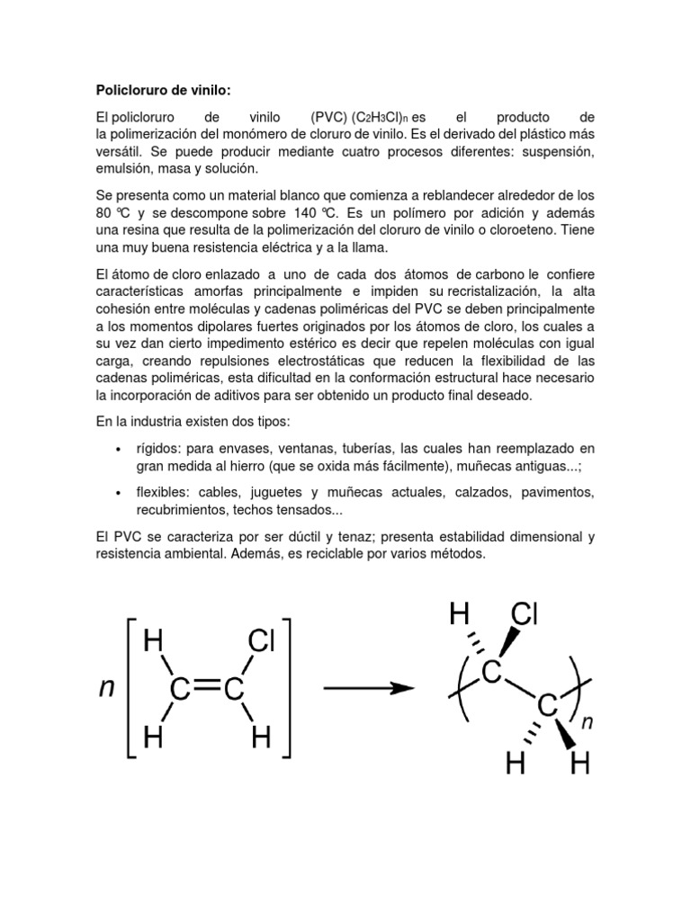PVC Investigacion | Cloruro de polivinilo | Química