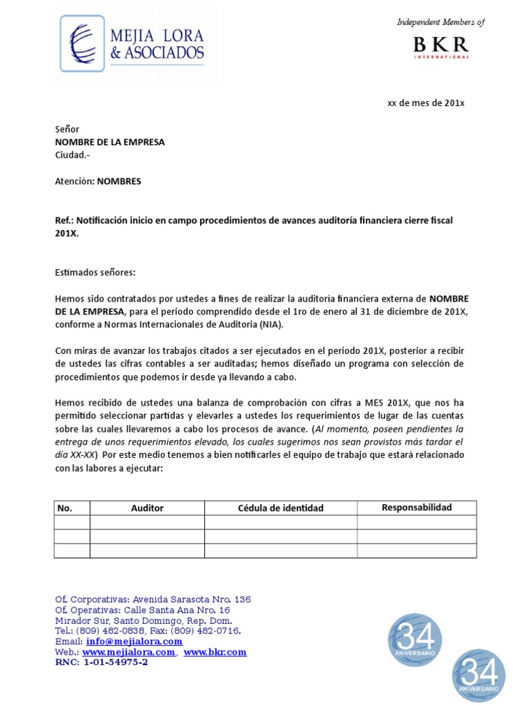 Carta Notificacion Al Cliente | PDF | Contralor | Business