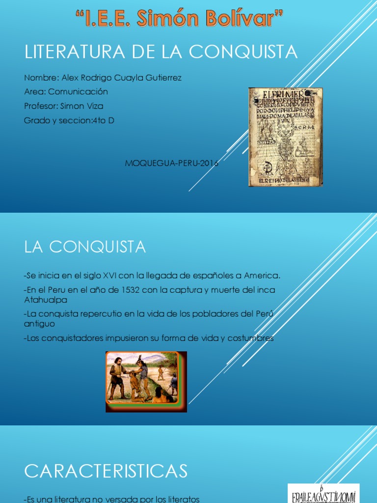Literatura de La Conquista - Comunicacion - Alex | PDF | Imperio Inca ...