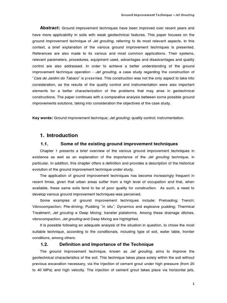 Ground Improvement Technique - Jet Grouting PDF | PDF