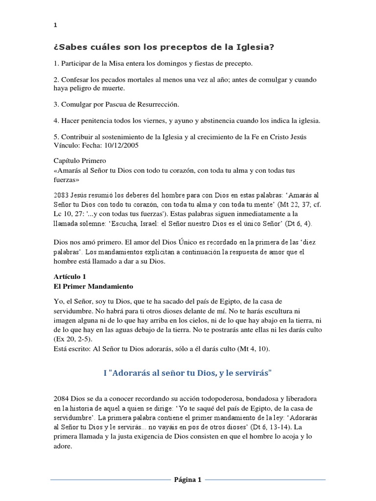 Sabés Cuáles Son Los Preceptos de La Iglesia | PDF | Ateísmo | eucaristía