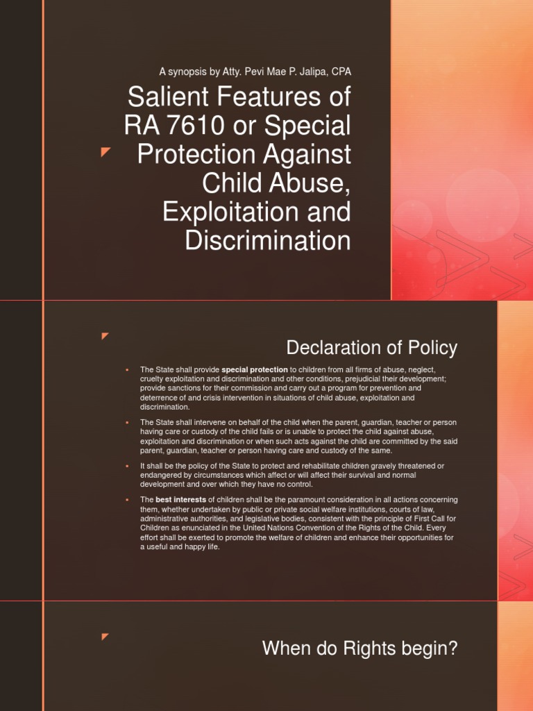 RA 7610: Child Protection Provisions | PDF | Child Custody | Child Abuse