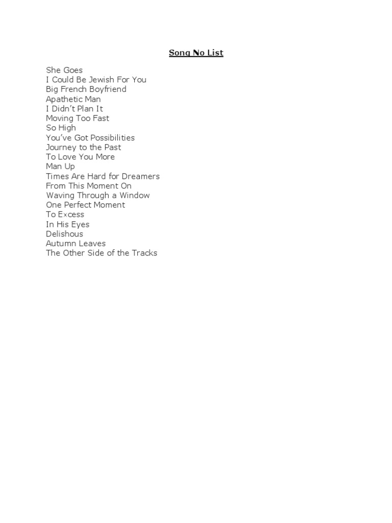 song-no-list-pdf
