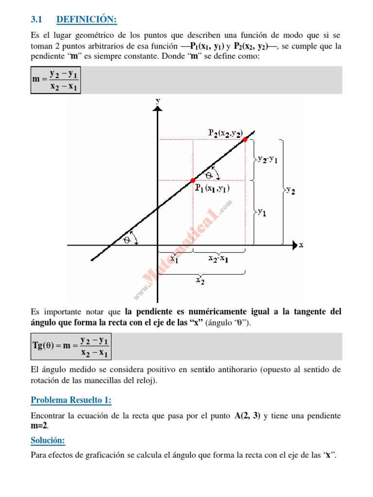 Ecuaciones de la Línea Recta en Geometría | PDF | Pendiente | Línea ...