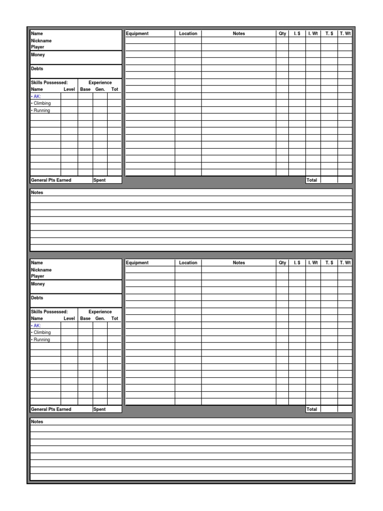 SJG - Car Wars Autoduel - Character Sheet Page 2 PDF | PDF