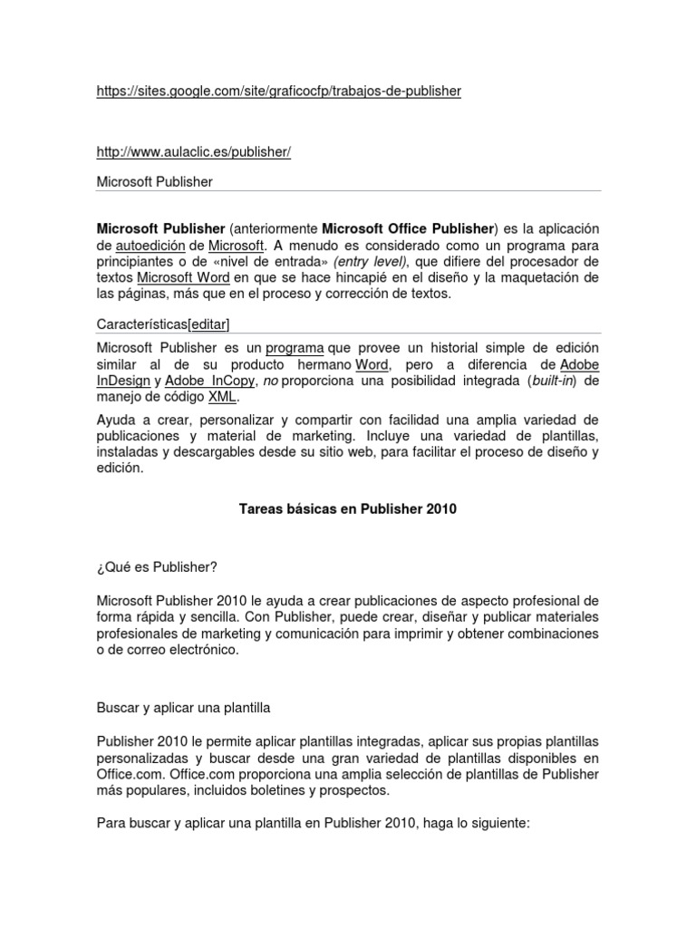 Introduccion A Publisher | PDF | Software de la aplicacion | Software