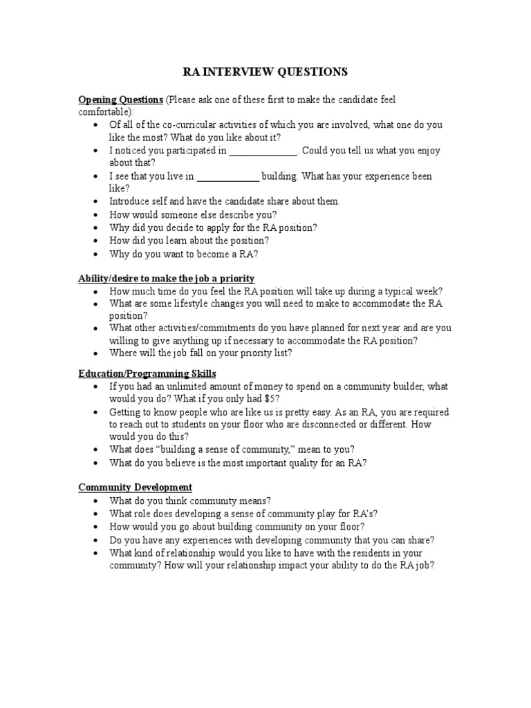 Essential RA Interview Questions Guide | PDF