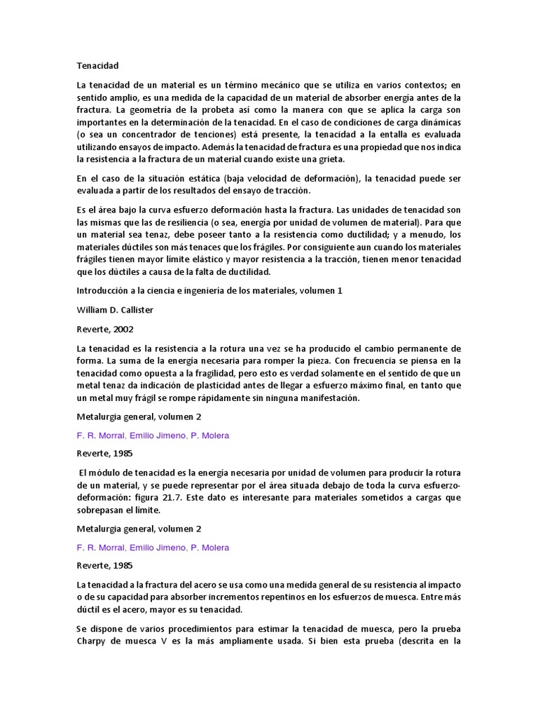 Tenacidad y Maleabilidad | PDF | Mecánica de fractura | Materiales