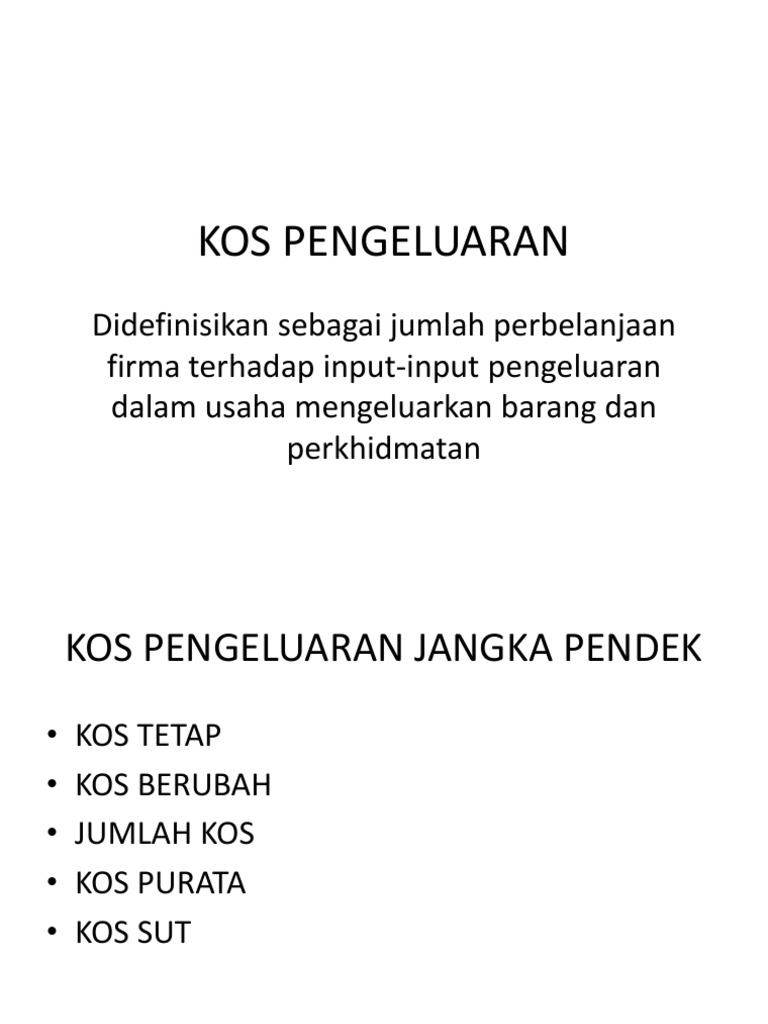 Kos Pengeluaran | PDF