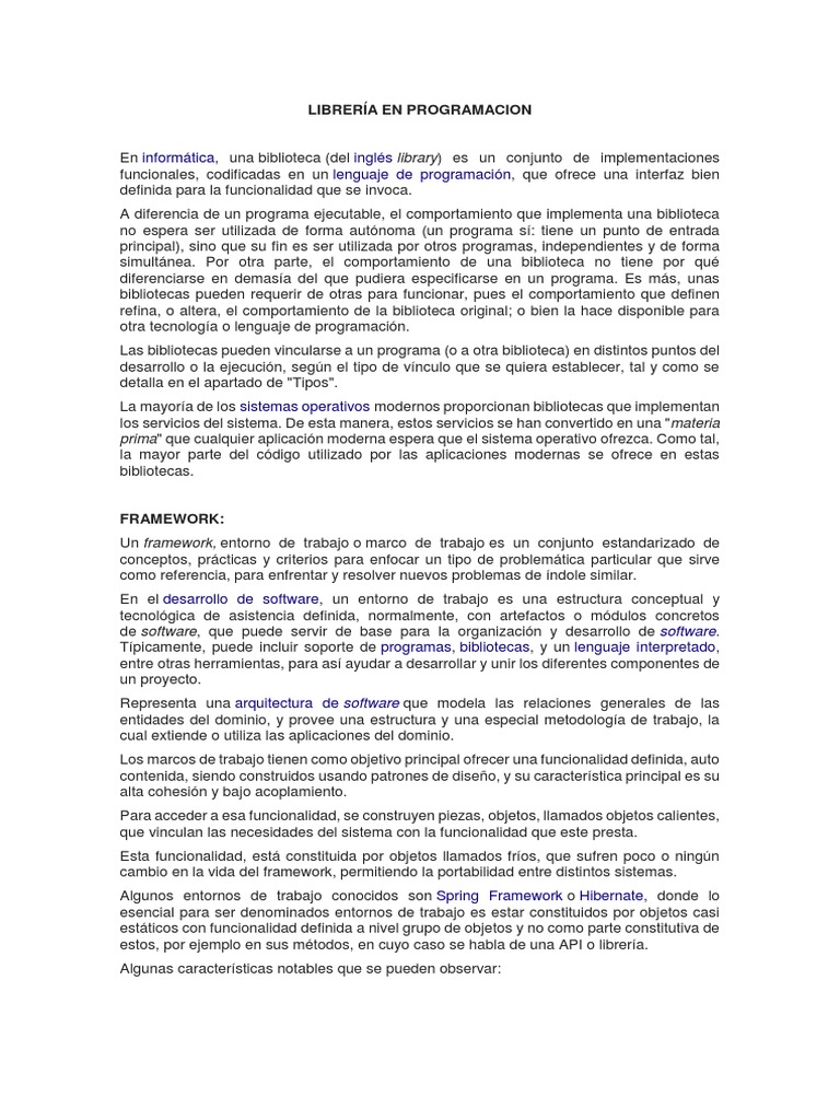 Librería en Programacion | PDF | Marco de software | Biblioteca ...