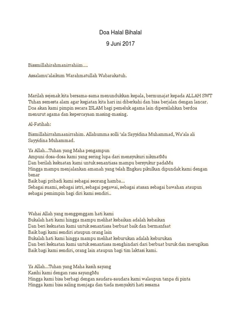 Doa Halal Bihalal v3 | PDF