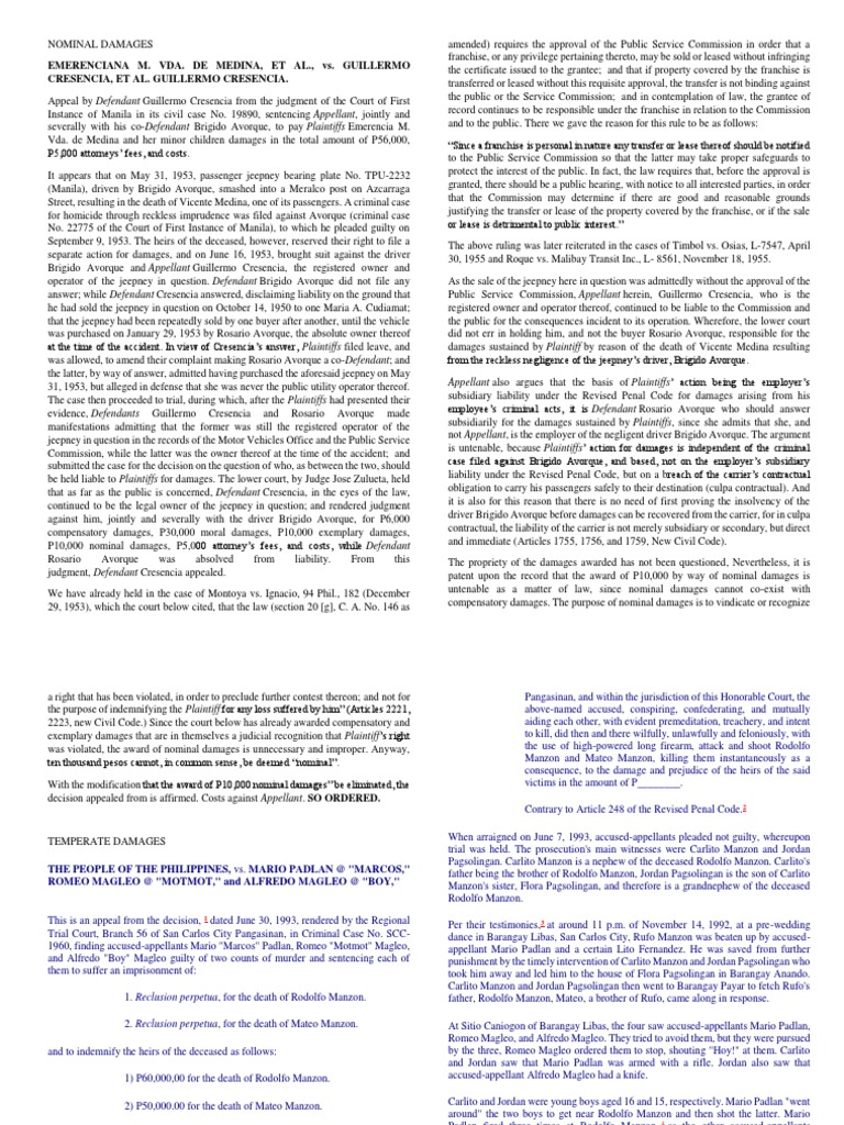 Deadly Jeepney Crash Leads to Damages Case | PDF | Damages | Negligence