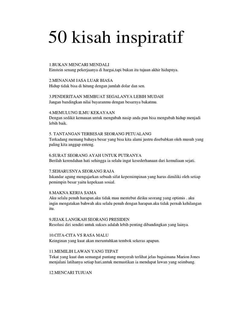 Kisah Inspiratif | PDF | Pengembangan Diri