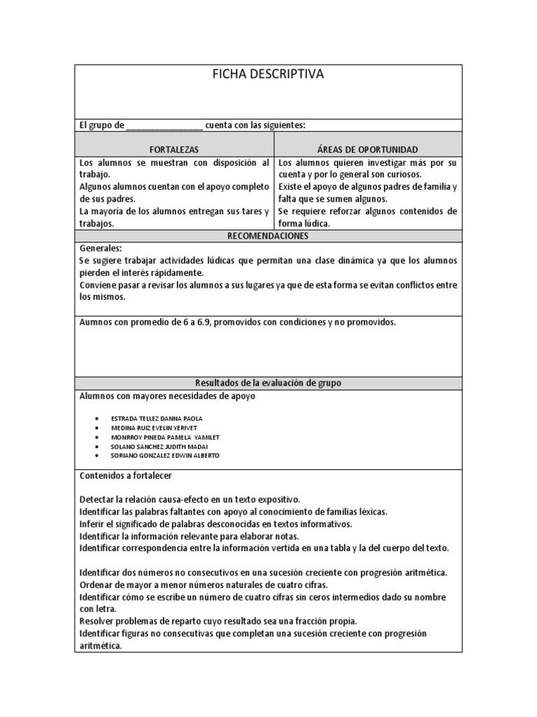 Ficha Descriptiva | PDF