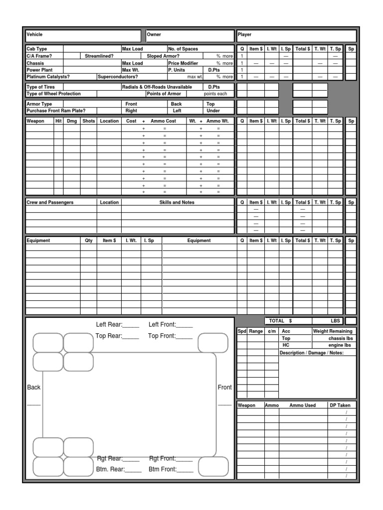 SJG - Car Wars Autoduel - Tractor Trailer Cab Construction Sheet | PDF ...