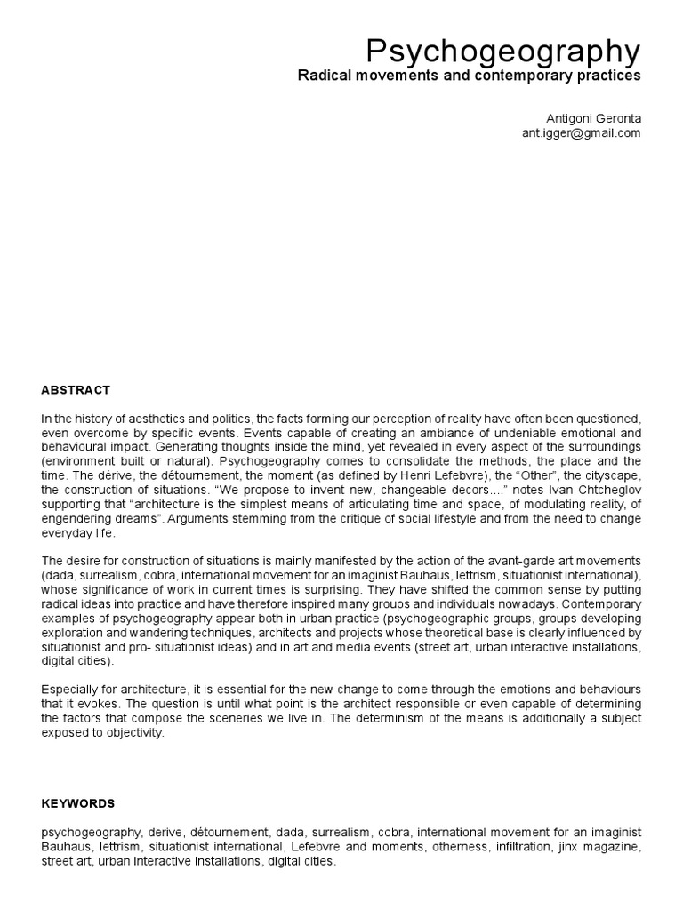 Psychogeography Radical Movements and Contemporary Practices | PDF ...