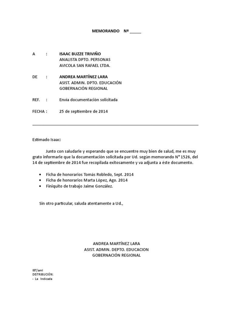 Ejemplo de Memorando en Word | PDF