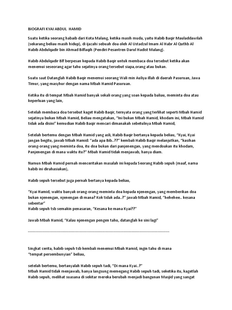 Biografi Kyai Abdul Hamid | PDF